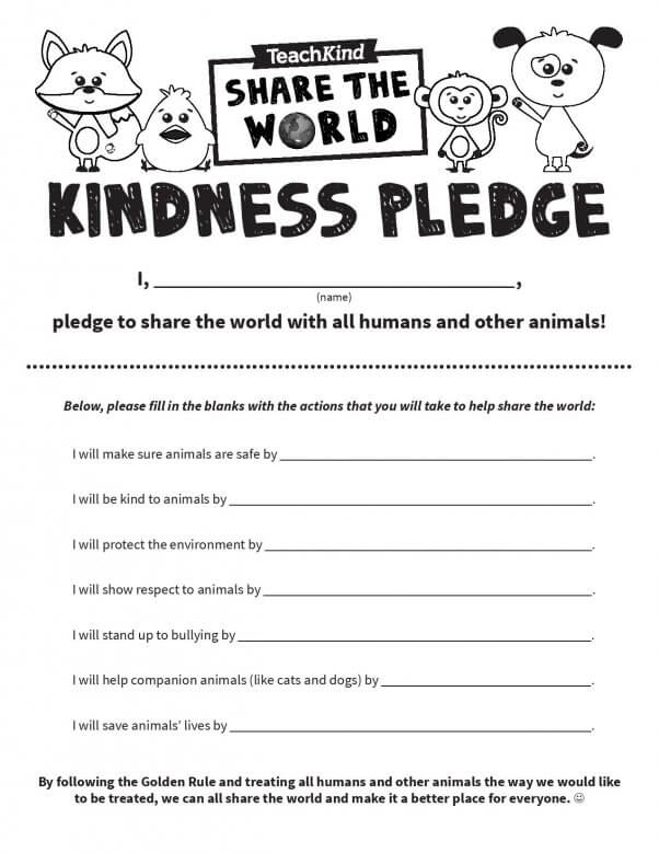 Download a Class Set of Kindness Pledges | PETA