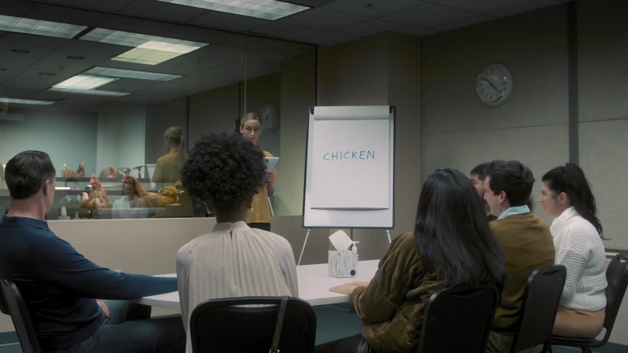 New PETA Ad Puts Chickens at the Helm of a Focus Group | PETA
